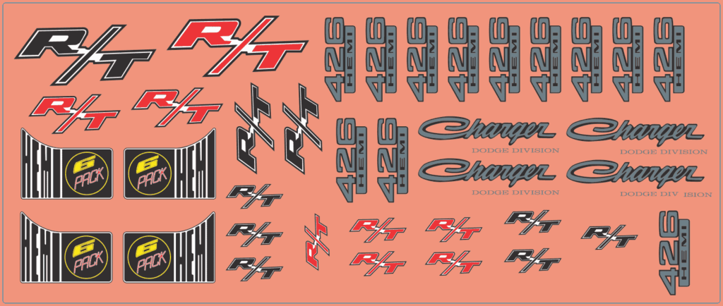 Dodge Charger R/T Hemi ?6-Pack? Waterslide Decals ? Muscle Car Racing ...